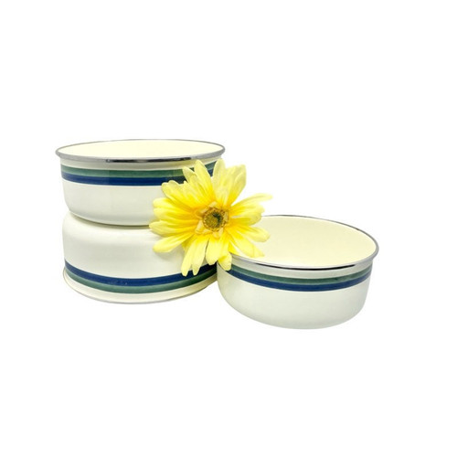 Vintage SET of 3 Metal Nesting Mixing Bowls/ Vintage Cylindrical Bowls ...