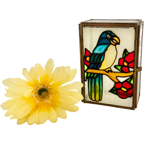 Vintage Parrot Jewelry Box / Stained Glass Parrot Jewelry Box ...