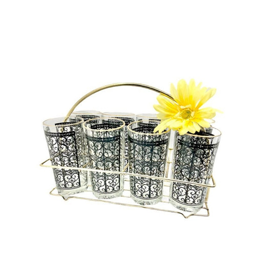RARE Vintage Mid-Century Set of 8 Starlyte Madrid Scroll 10 Oz Glasses ...
