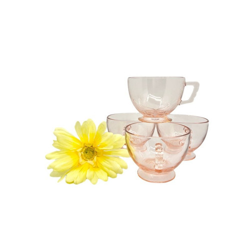 New Vintage Cambridge Glassware / SET of 4 PINK Tea Cups | Awesomesauce ...
