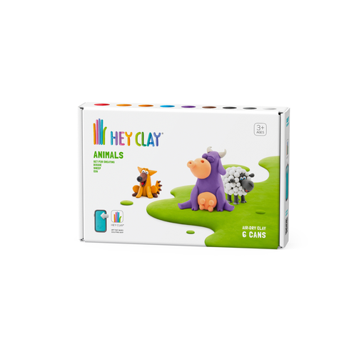 Hey Clay- Animals (Cow, Dog, Sheep), 6 Cans | Universal Play