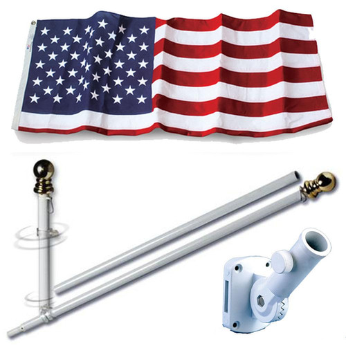 House Mounted Spinning Flagpoles with 3x5 US NYLON Flag & 13 Position ...
