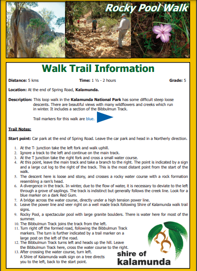 Rocky Pool Walk - Kalamunda National Park