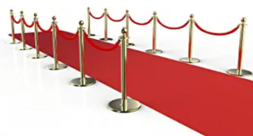 Red Velvet ropes with *black* uprights | The Wedding Sisters