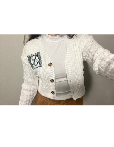 Gamma Embroidered Crest Knit Cardigan | Liberada Designs