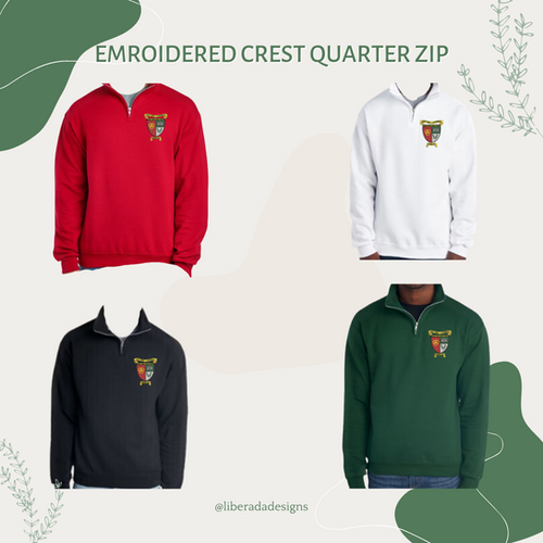 LSG Embroidered Crest Quarter Zip Sweater | Liberada Designs