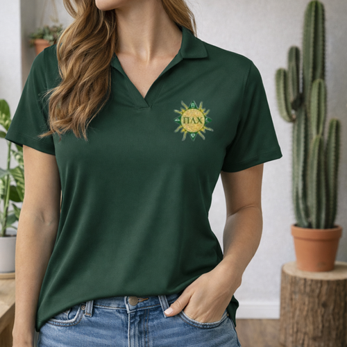 Pi Lambda Chi Embroidered Crest Polo | Liberada Designs