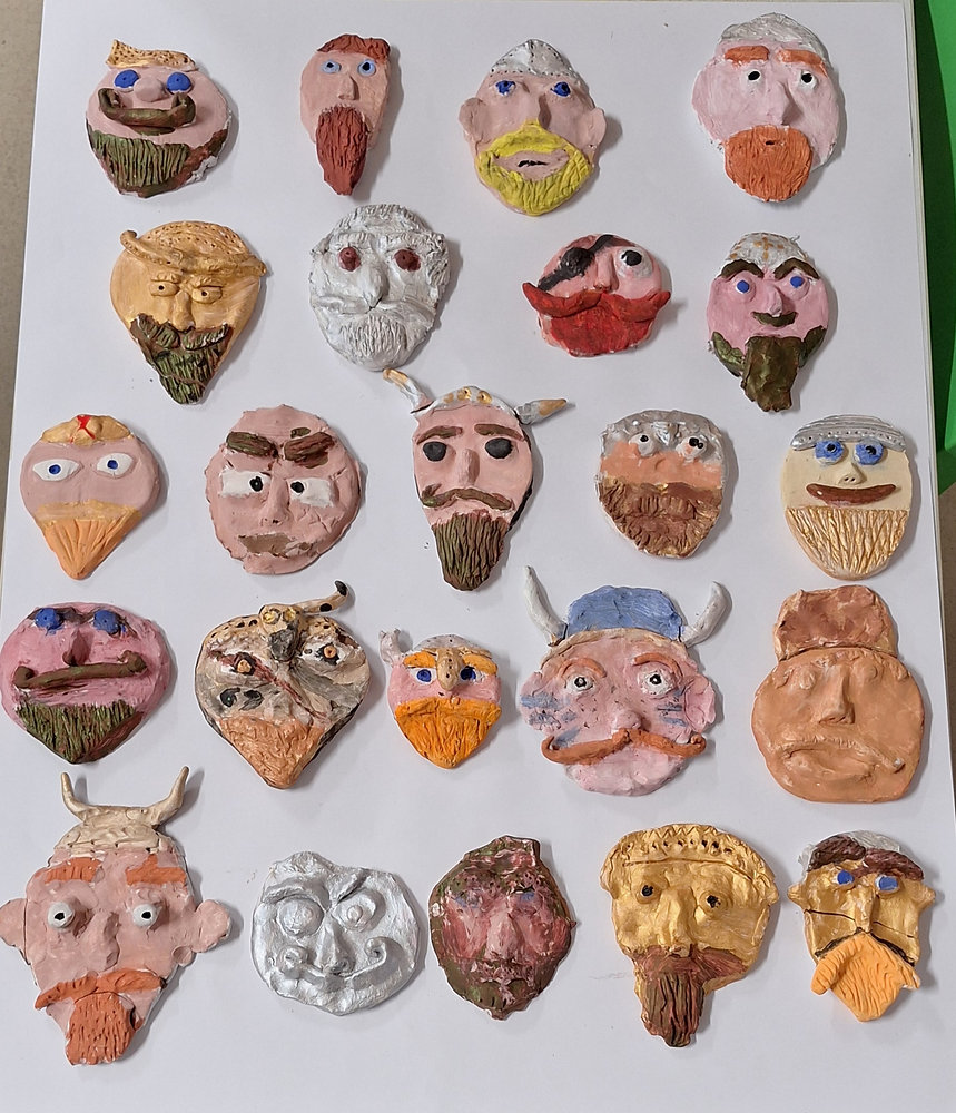 Viking Faces Art in Mr Rafter's 6th Class