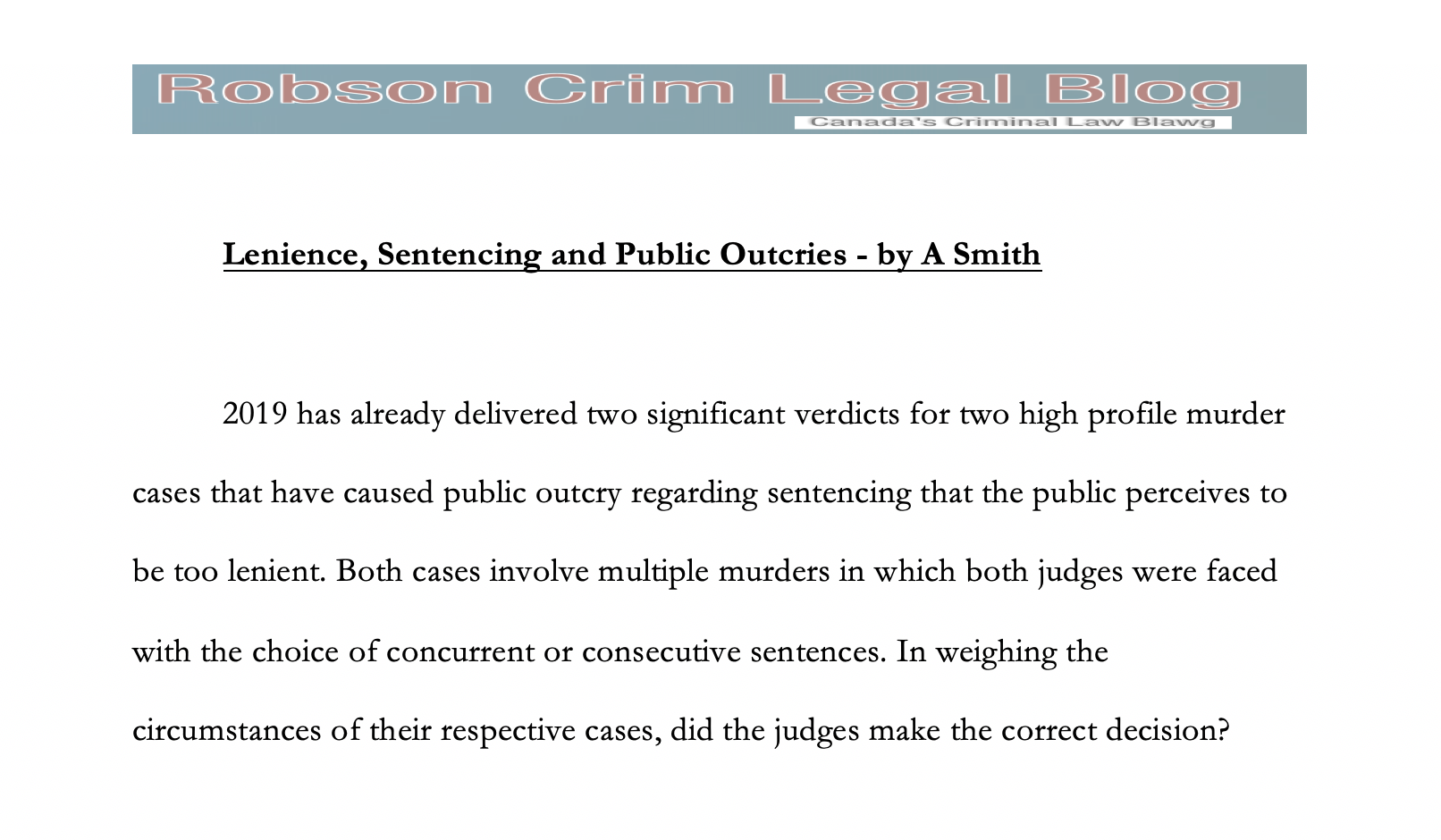 Legal Roll - Lenience, Sentencing and Public Outcries - Lenience ...