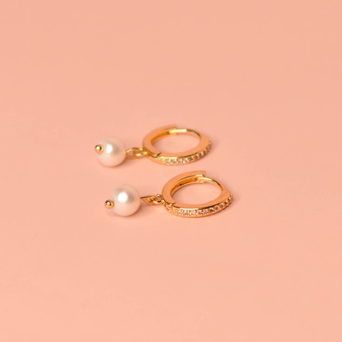 Arracadas perlas con zirconias par | sweetmint