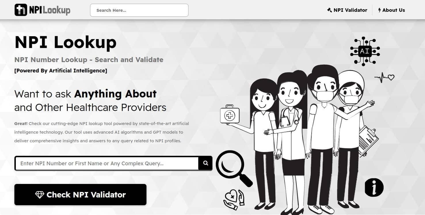 NPI Lookup ai tool for Life