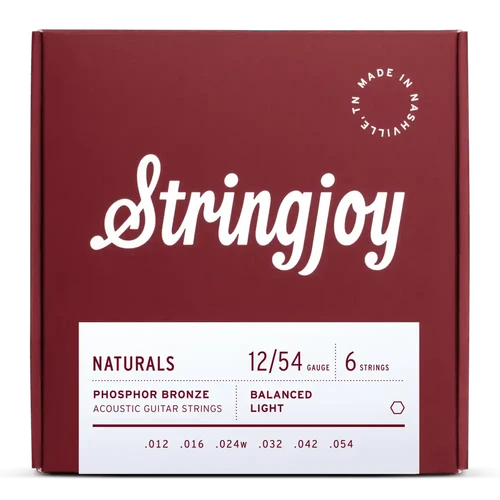 Stringjoy 12-54 Light Gauge Naturals - Phosphor Bronze Acoustic Guitar ...