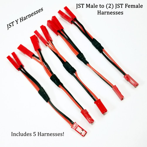 (5) JST Male to (2) JST Female Y Harnesses 5.5" or 7.5" Wire Length ...