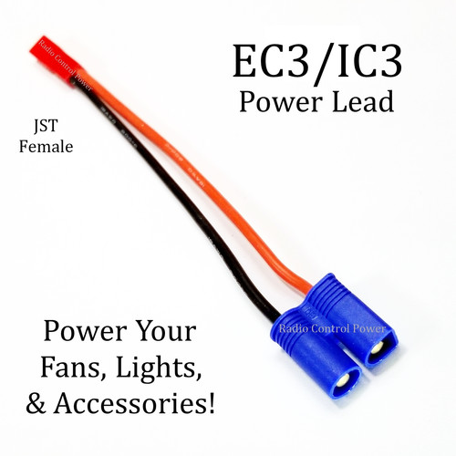EC3/IC3 Male to JST Female Power Lead 20 awg | Radio Control Power