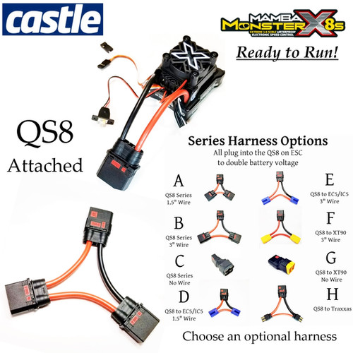 Castle Mamba Monster X 8s QS8 Attached Harness Options | Radio Control ...