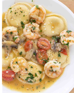Ravioli and Shrimp Scampi