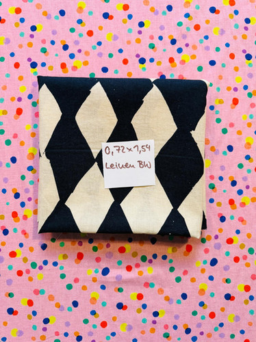 Stoffrest 0.72m x 1.54m Leinen Baumwolle HARLEKIN schwarz creme ...