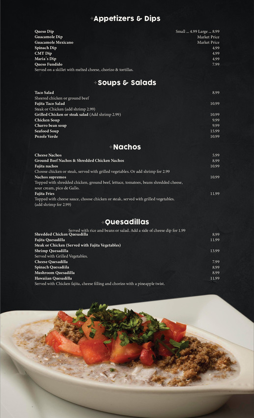 Menu | Maria´s Mexican Restaurant | Tennessee