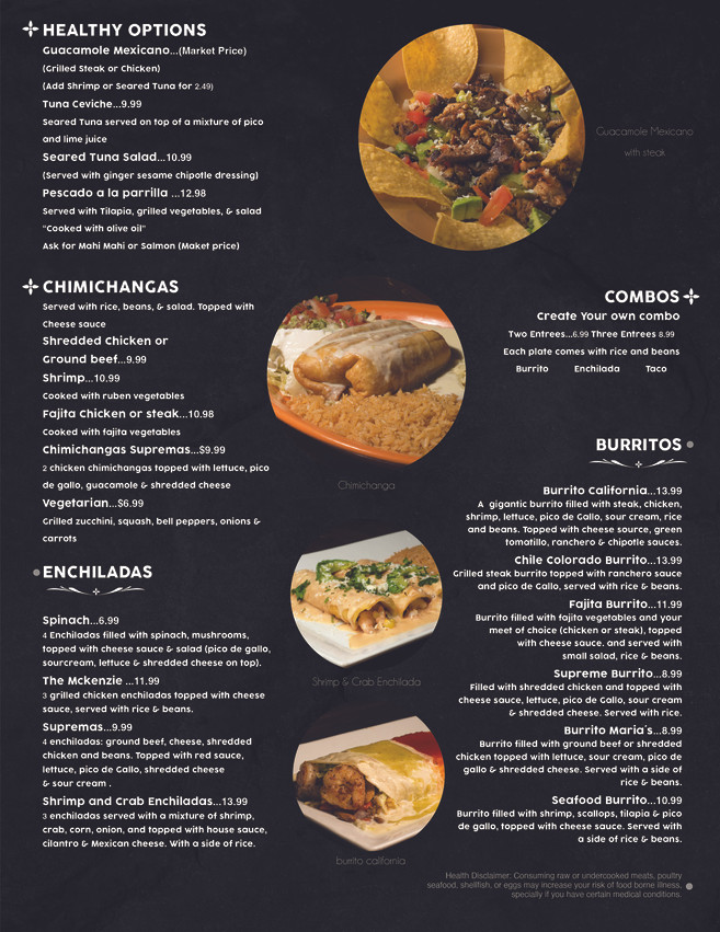 Menu | Maria´s Mexican Restaurant | Tennessee