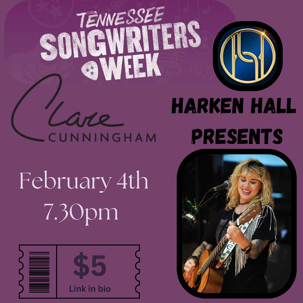 Clare Cunningham to Perform at Harken Hall for TN Songwriter’s Week
