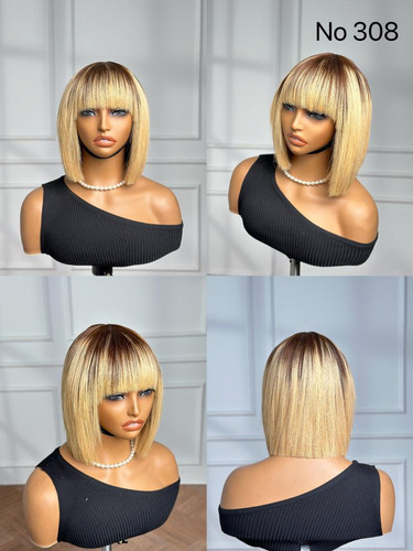 Color Fringe Bob Wig 8" (Human Hair) | Vivpearl Store