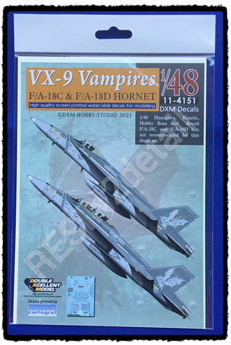 DXM Decal 1/48 USN/USMC F/A-18C & F/A-18D Hornet VX-9 Vampires 11-4151 ...