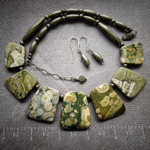 Rainforest Jasper & Pyrite .. set | riverdragondesigns