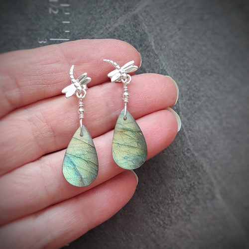 Dragonflies labradorite teardrops | riverdragondesigns