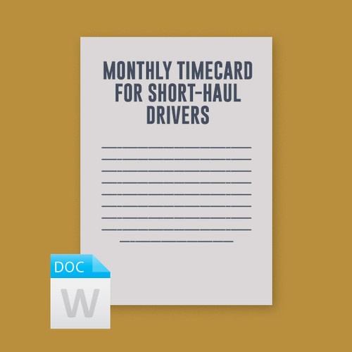 Monthly Timecard for Short-Haul Drivers | Trucksafe