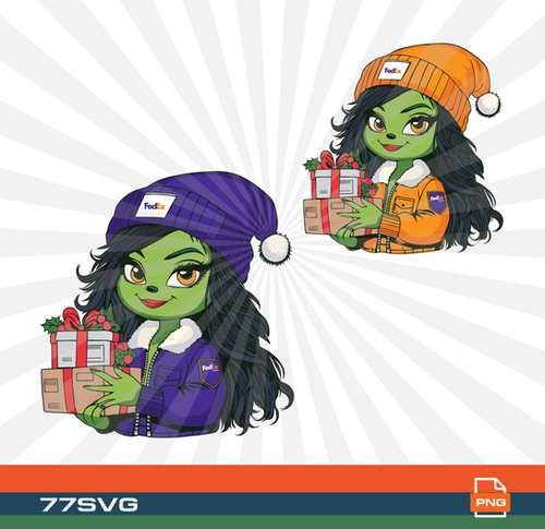 GRINCH GIRL FEDEX - GRINCH PNG - FEDEX PNG - GRINCH GIRL PNG | 77SVG