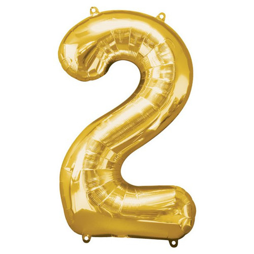 Large Gold Number 2 Balloon (34") | The Party Shop