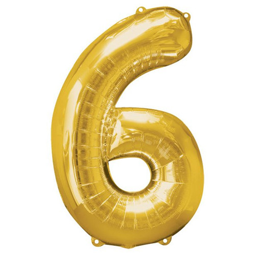 Large Gold Number 6 Balloon (34") | The Party Shop