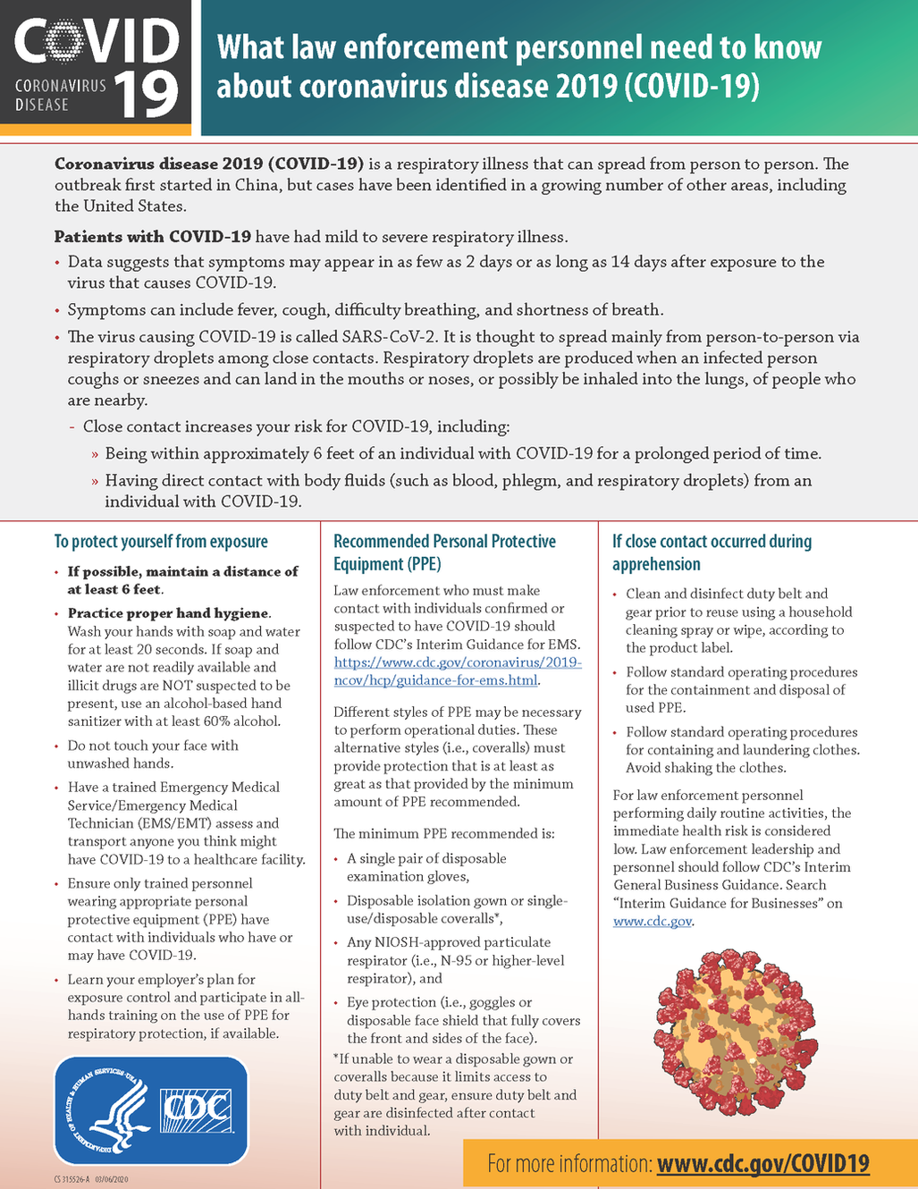 CDC Guidance for Law Enforcement on COVID-19