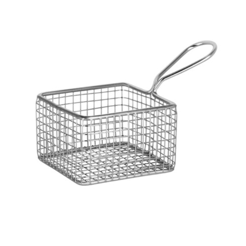Chef Inox Wire Serving Basket Square with Handle 95x95x75mm | Andy Mannhart Asia