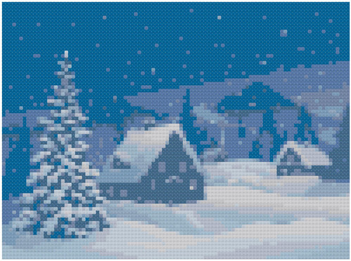Winter Scene With Cabin Cross Stitch Instant Download Pattern ...