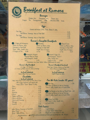 Rumors Restaurant Menu | whsmuseum