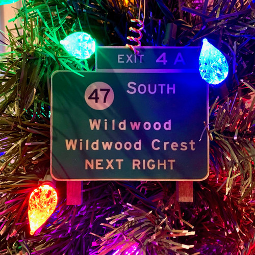 Wildwood Crest North Wildwood wooden exit sign Christmas tree ornament ...