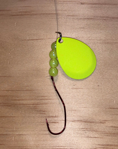 Chartreuse Slow Death hook spinner | Bruns Tackle