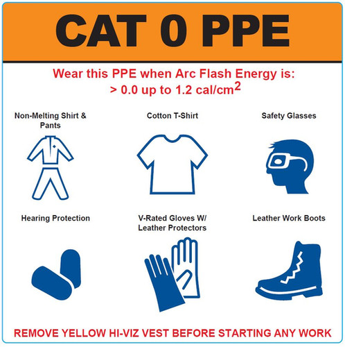 10 Pack 6"X6" Arc flash PPE Level 0 Required Symbol Label Sticker Decal ...