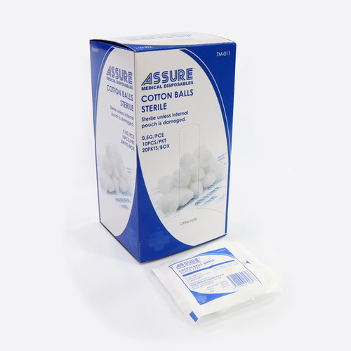 COTTON BALL STERILE 0.5GX10?S/PKG , (20 PKT/BOX) 7M-011 - ASSURE ...