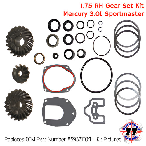1.75 RH Gear Set Kit, 3.0 Sportmaster Torquemaster, Mercury 859321T04 ...