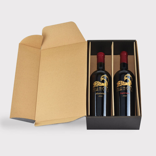 რქაწითელი და საფერავი | მუყაოს ყუთით | 0.75 ლ | წარწერის გრავირებით ...