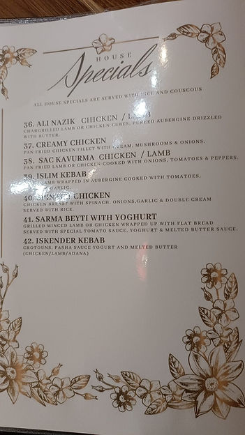 Menu | Pasha Restaurant