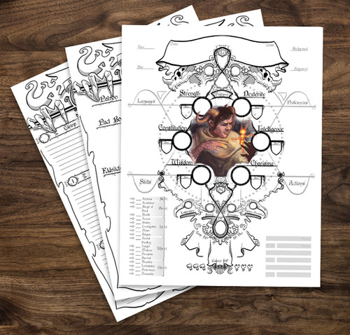 Warlock 5e Character Sheet - PDF (Digital) | Brett Bullion Art