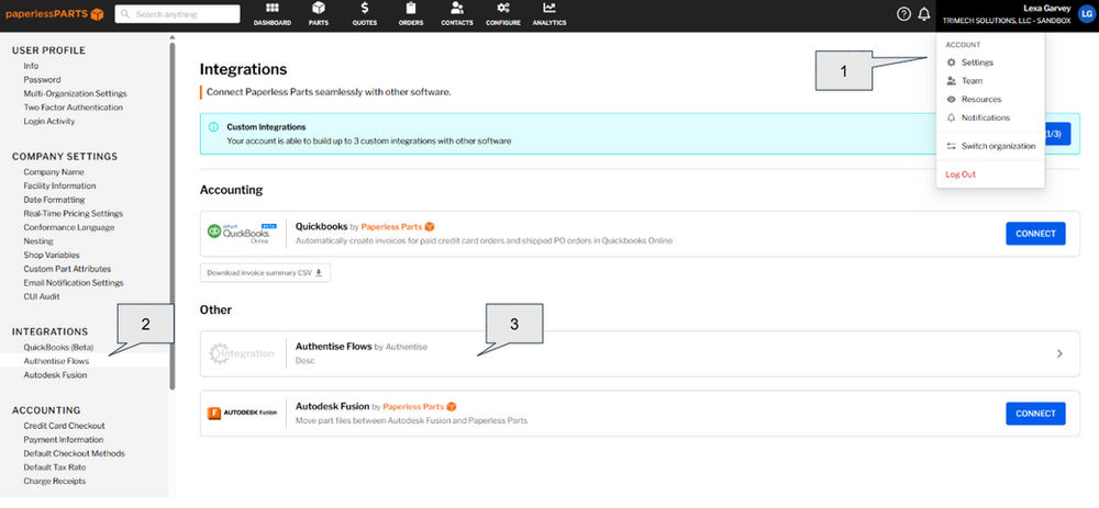 Connecting Flows with Paperless Parts - Setting up the Integration | Authentise