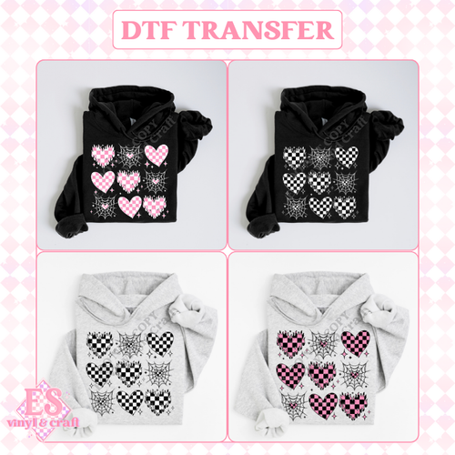 Hearts (4 Colour Options) - DTF Transfer | ES Vinyl & Craft Ltd