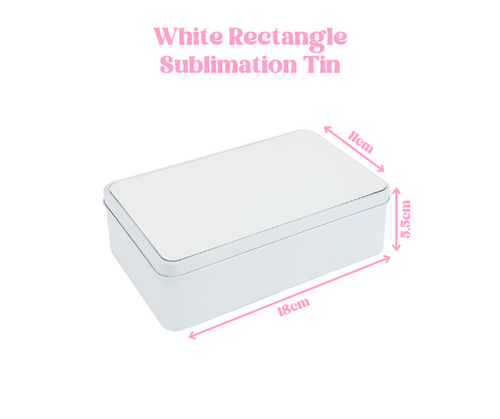 White Rectangle Sublimation Tin 18cm x 11cm x 5.5cm | ES Vinyl & Craft Ltd