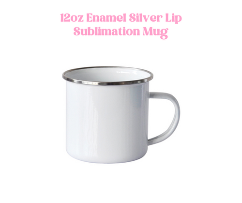 12oz Enamel Silver Lip Sublimation Mug | ES Vinyl & Craft Ltd