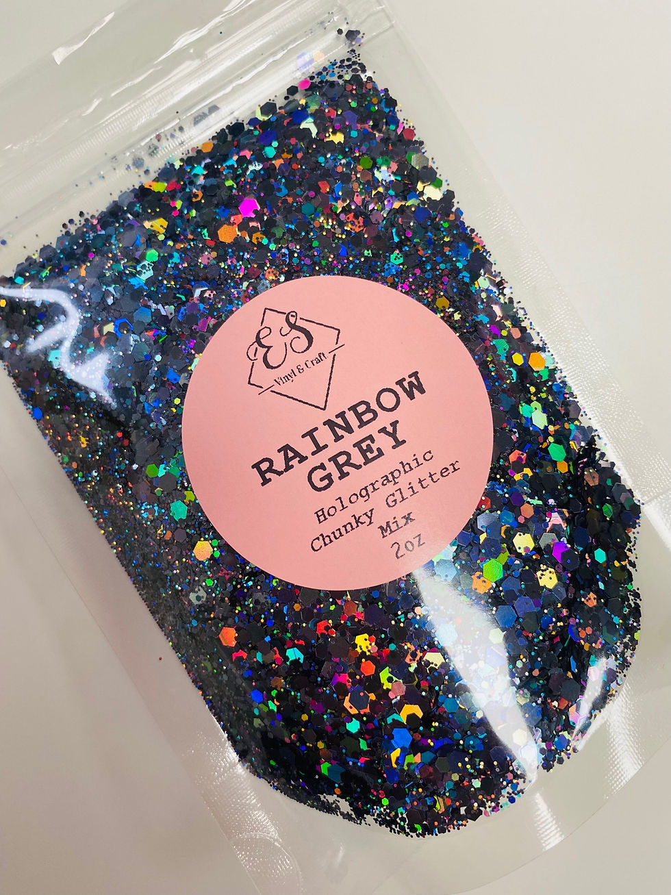 Rainbow Grey - Holographic Chunky Glitter Mix | ES Vinyl & Craft Ltd
