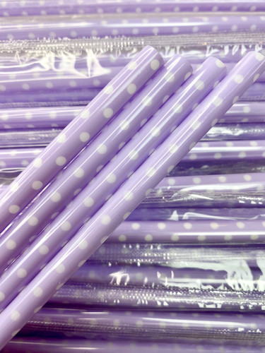 Lilac with White Dots Straw | ES Vinyl & Craft Ltd